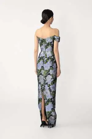 SAU LEE Jackson Jacquard Gown - Blue Multi
