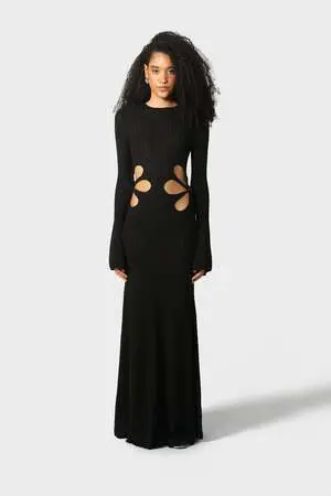 SAU LEE Destiny Knit Maxi Dress - Black