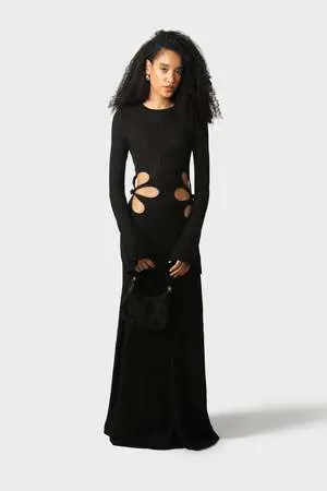 SAU LEE Destiny Knit Maxi Dress - Black