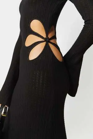 SAU LEE Destiny Knit Maxi Dress - Black