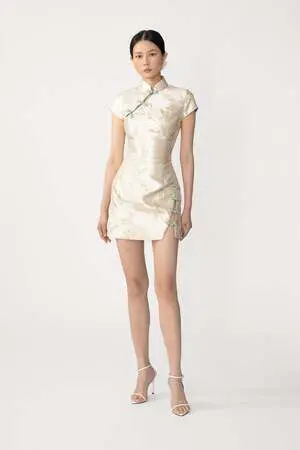 SAU LEE Jada Jacquard Mini Dress - Silver Mint