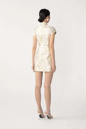 SAU LEE Jada Jacquard Mini Dress - Silver Mint