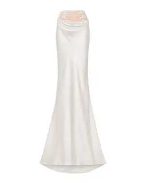SAU LEE Lila Satin Maxi Skirt - Ivory
