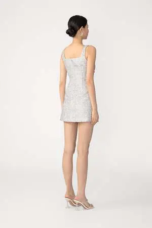 SAU LEE Aidan Tweed Mini Dress With Pipa Knots