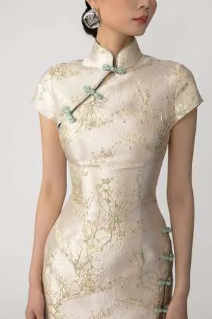 SAU LEE Josephine Jacquard Midi Dress - Silver Mint