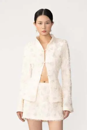 SAU LEE Aja Embroidered Flared Sleeve Top