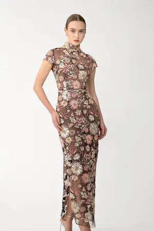 SAU LEE Gina Embellished Floral Maxi Dress