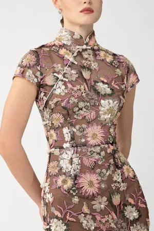 SAU LEE Gina Embellished Floral Maxi Dress