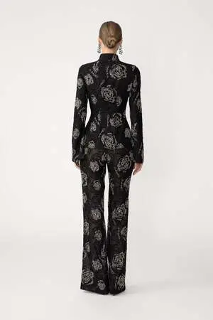 SAU LEE Azalea Embroidered Flare Pants