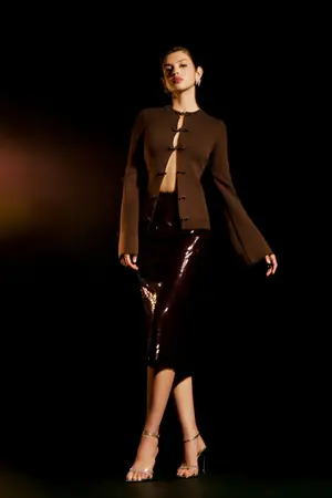 SAU LEE Venus Sequin Midi Skirt
