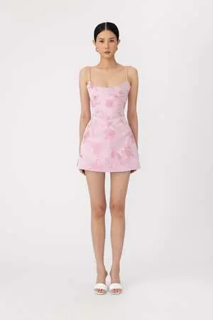 SAU LEE Andi Brocade Mini Dress With Corset Bustier