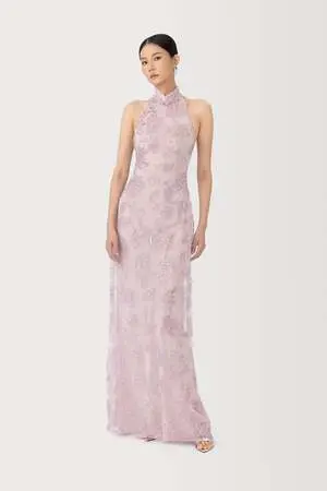 SAU LEE Grace Embellished Maxi Dress With Sequins And Beads - Soft Lilac
