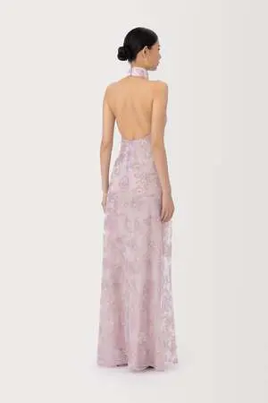 SAU LEE Grace Embellished Maxi Dress With Sequins And Beads - Soft Lilac