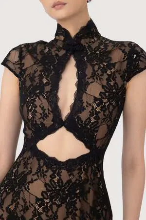 SAU LEE Moira Lace Maxi Dress With Cut-out And Slit