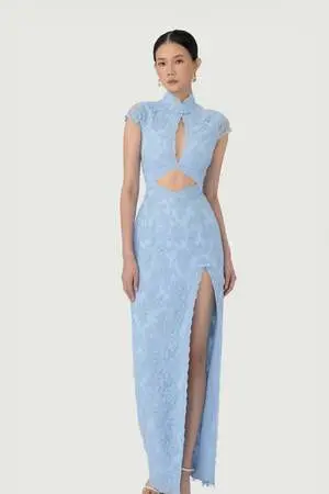SAU LEE Moira Lace Maxi Dress - Sky Blue