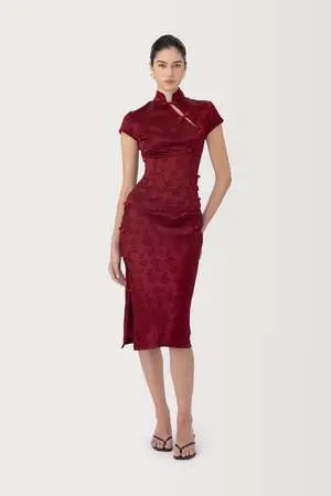 SAU LEE Ren Satin Jacquard Top