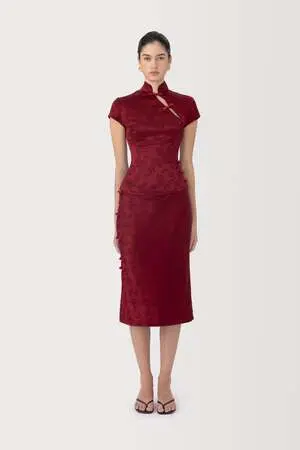 SAU LEE Ren Satin Jacquard Top