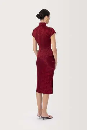 SAU LEE Ren Satin Jacquard Top