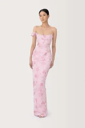 SAU LEE Jackson Brocade Gown - Pink Rococo
