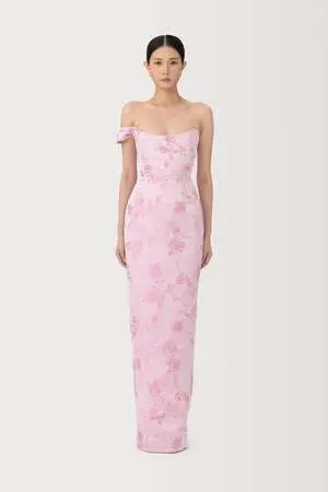 SAU LEE Jackson Brocade Gown - Pink Rococo
