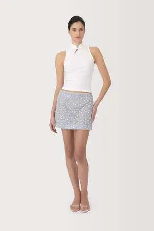 SAU LEE Tilly Sequin Floral Mini Skirt
