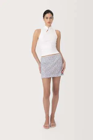 SAU LEE Tilly Sequin Floral Mini Skirt