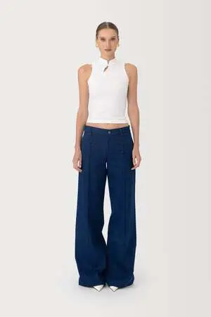 SAU LEE Mason Wide-leg Denim Trousers