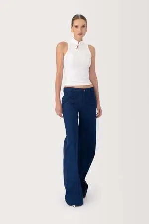 SAU LEE Mason Wide-leg Denim Trousers