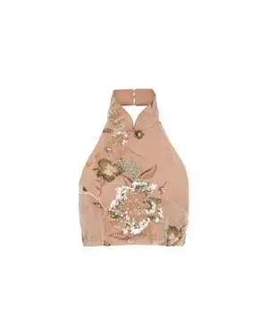 SAU LEE Eliza Embellished Halter Neck Cropped Top