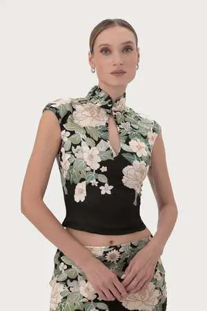 SAU LEE Dara Top - Black Multi