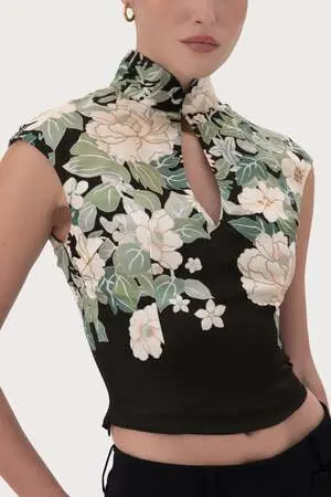 SAU LEE Dara Top - Black Multi