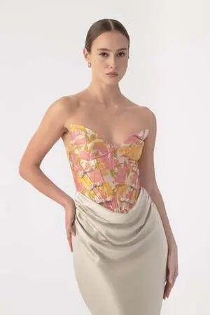 SAU LEE Sandrine Gown - Beige Multi