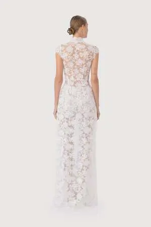 SAU LEE Saphina Lace Sheer Top