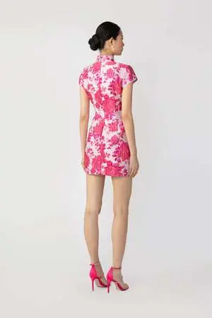 SAU LEE Jada Jacquard Mini Dress - Pink Multi