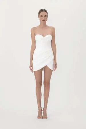 SAU LEE Thea Crepe Corset Mini Dress With Bow Train
