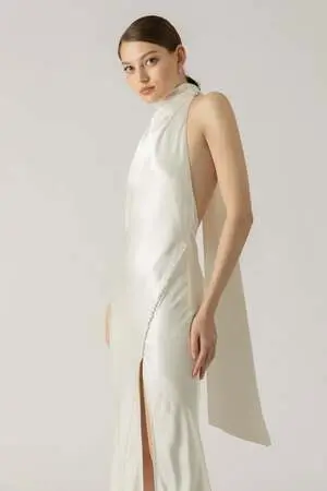 SAU LEE Penelope Backless Satin Gown - Ivory