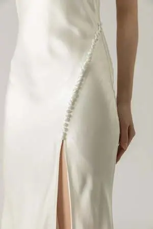 SAU LEE Penelope Backless Satin Gown - Ivory