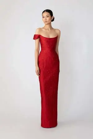 SAU LEE Jackson Jacquard Gown