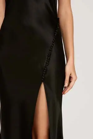 SAU LEE Penelope Backless Satin Gown - Black