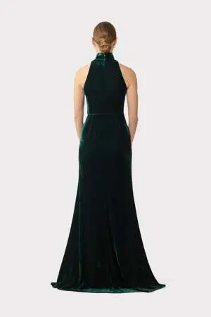 SAU LEE Ariana Velvet Gown - Emerald