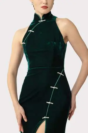 SAU LEE Ariana Velvet Gown - Emerald