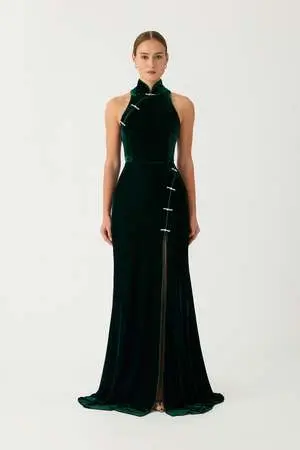 SAU LEE Ariana Velvet Gown - Emerald