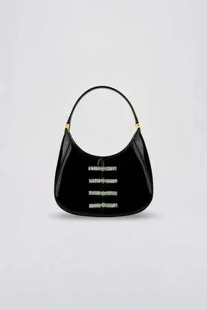 SAU LEE HANDBAGS Mini Sau Patent Bag With Crystal And Jade Embellishments