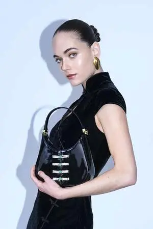 SAU LEE HANDBAGS Mini Sau Patent Bag With Crystal And Jade Embellishments