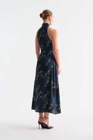 SAU LEE Victoria Satin Midi Dress