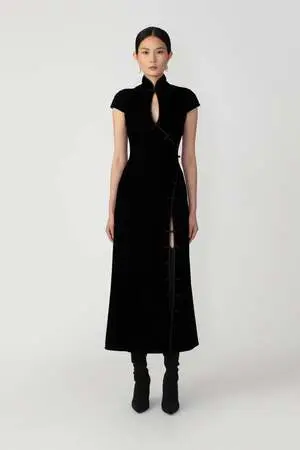 SAU LEE Vanessa Velvet Midi Dress