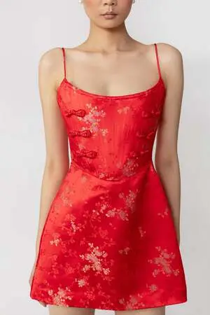 SAU LEE Joey Jacquard Mini Dress