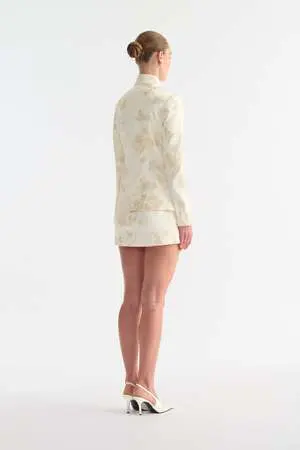 SAU LEE Roan Satin Tang Blazer With Mandarin Collar