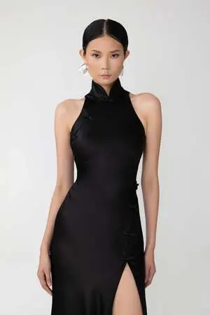 SAU LEE Phoebe Satin Gown - Black