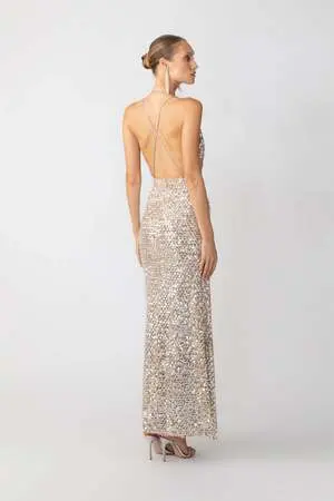 SAU LEE Ollie Gown Sequined Maxi Dress